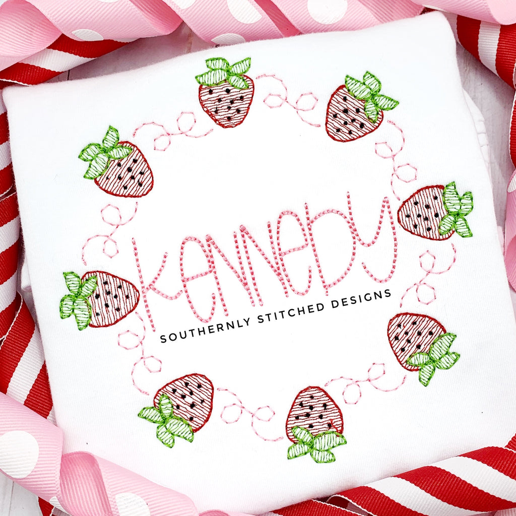 Strawberry Circle Frame – Southernly Stitched Designs, LLC
